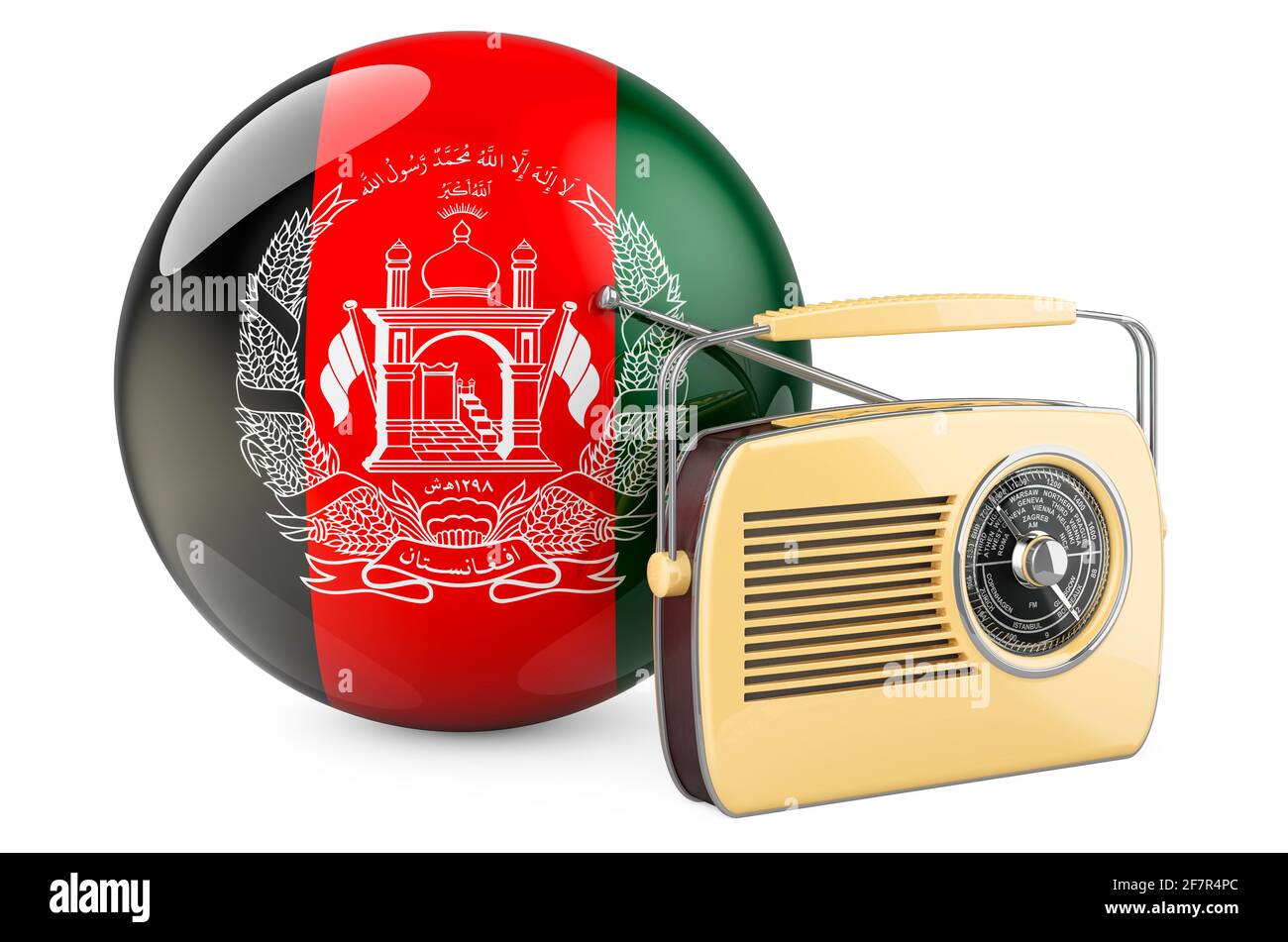 Radio broadcasting in Afghanistan concept. Radio receiver with Afghan ...