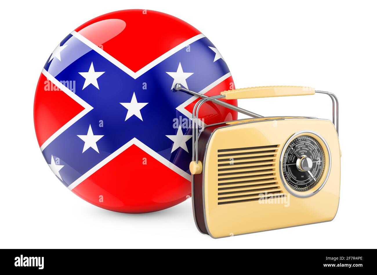 Radio receiver with Confederate States of America flag, 3D rendering ...