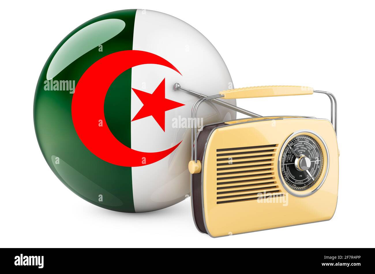 Radio broadcasting in Algeria concept. Radio receiver with Algerian ...