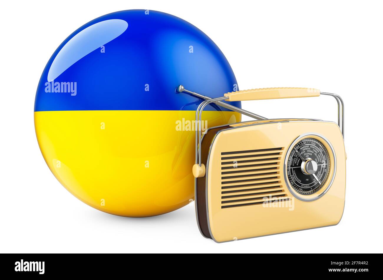 Radio broadcasting in Ukraine concept. Radio receiver with Ukrainian ...