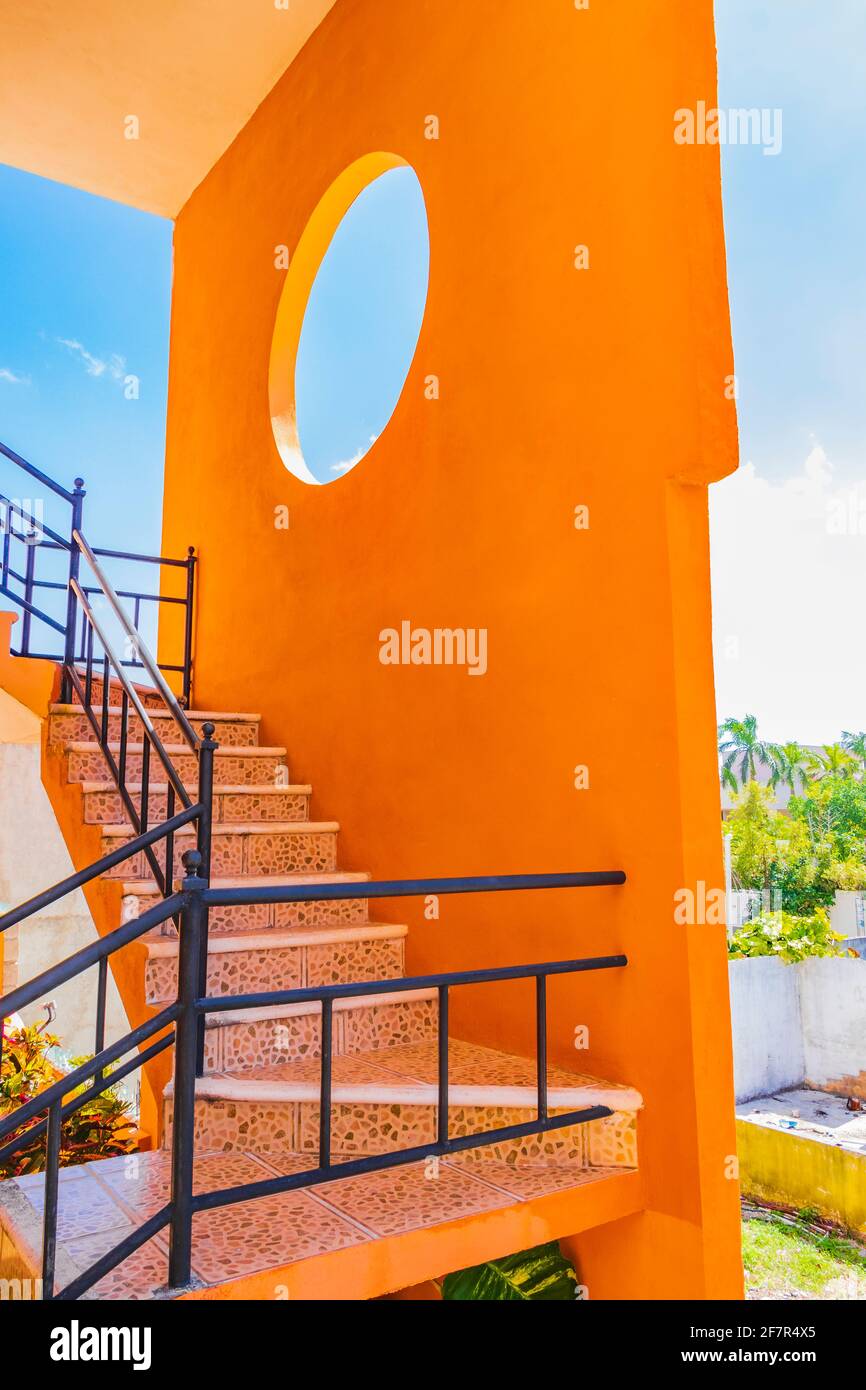 Typical orange residence hotel building architecture in Playa del ...