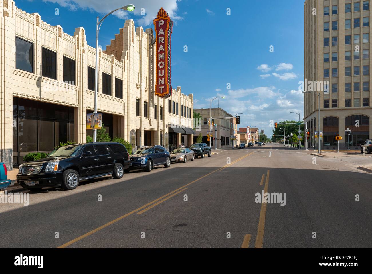 Amarillo, Texas - July 8, 2014: View of the Paramount Theatre in the ...