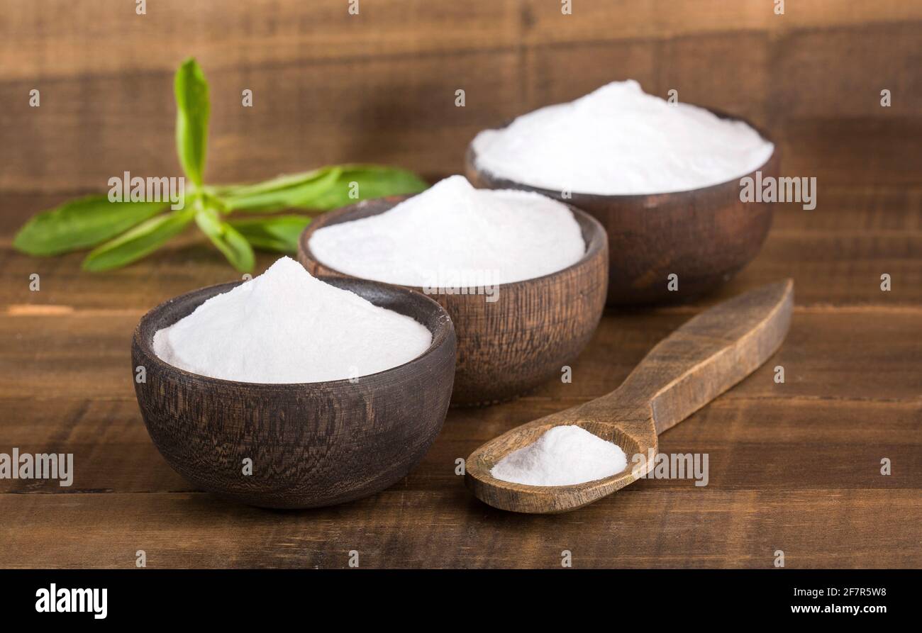Natural sweetener in powder from stevia plant - Stevia rebaudiana ...