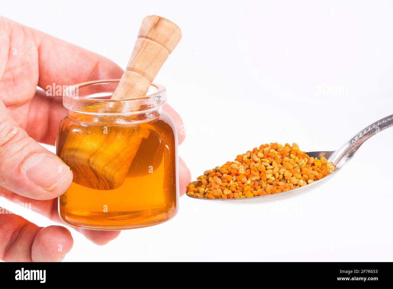 Bee pollen grains - White background Stock Photo - Alamy