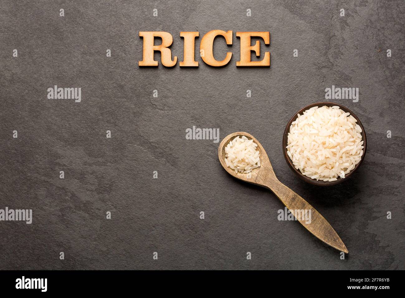 Raw white rice text hi-res stock photography and images - Alamy