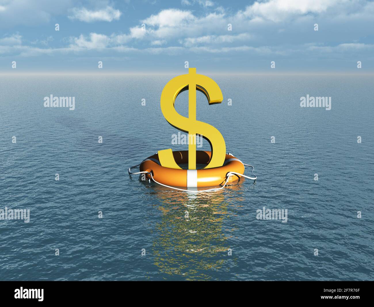 Money symbol at sea with lifebelt Stock Photo - Alamy