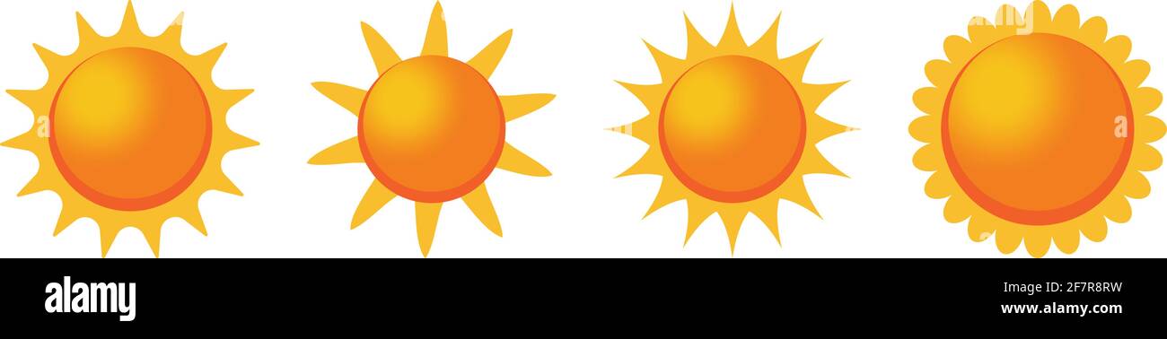 Set of Sun or Solar vector symbols with gradient on a white isolated ...