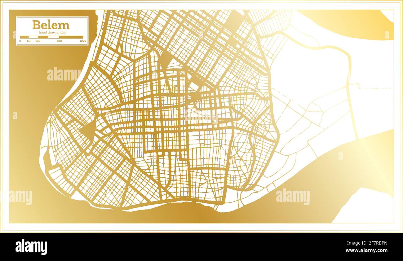 Belem Brazil City Map in Retro Style in Golden Color. Outline Map ...