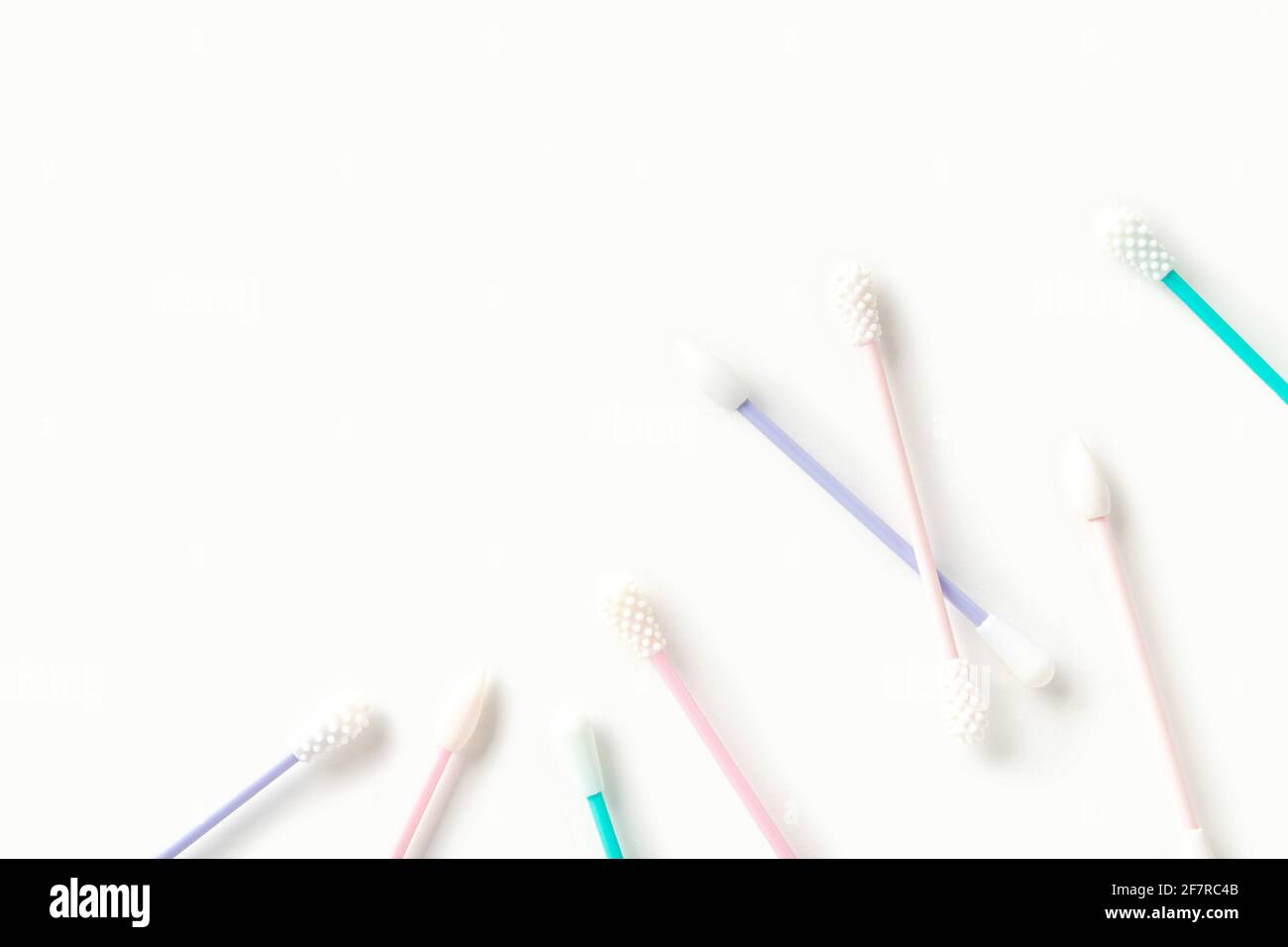 Flat lay top view reusable silicone swab buds on white background Stock ...