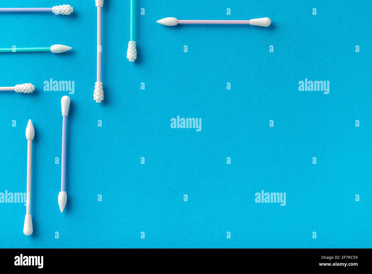 Flat lay top view reusable silicone swab on blue background Stock Photo ...