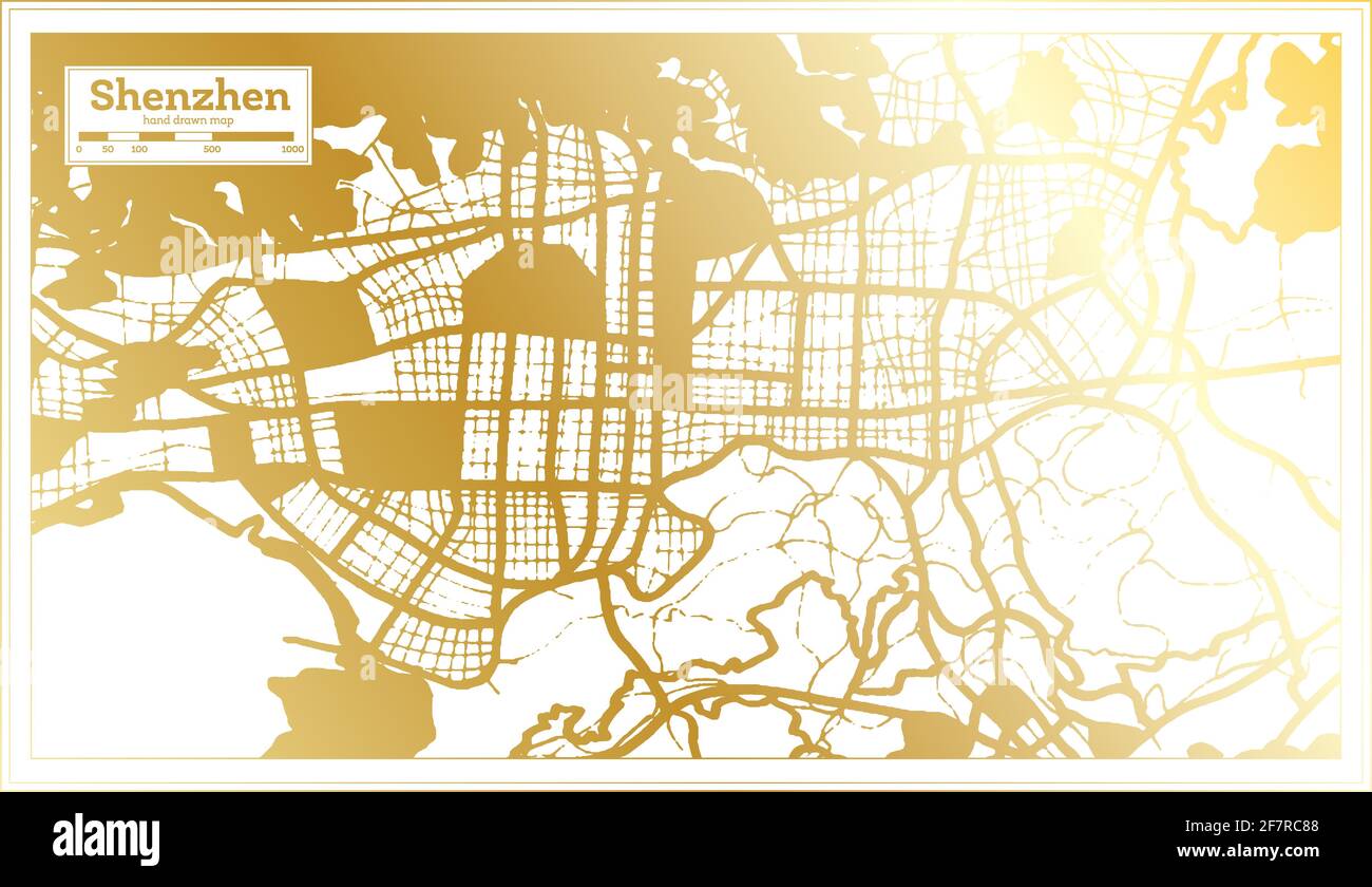 Shenzhen China City Map in Retro Style in Golden Color. Outline Map ...