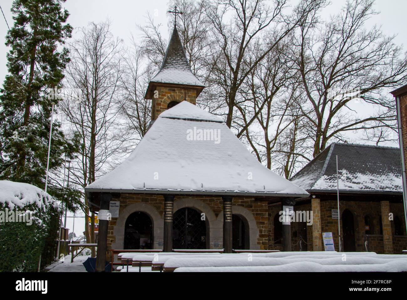 Banneux, Belgium, exterior of the Chapelle des Apparitons. Banneux is a ...
