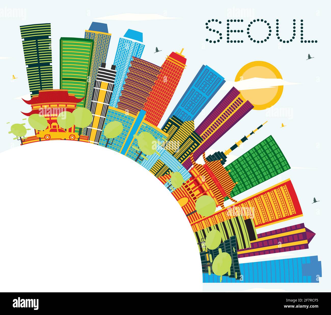 Seoul South Korea City Skyline with Color Buildings, Blue Sky and Copy ...