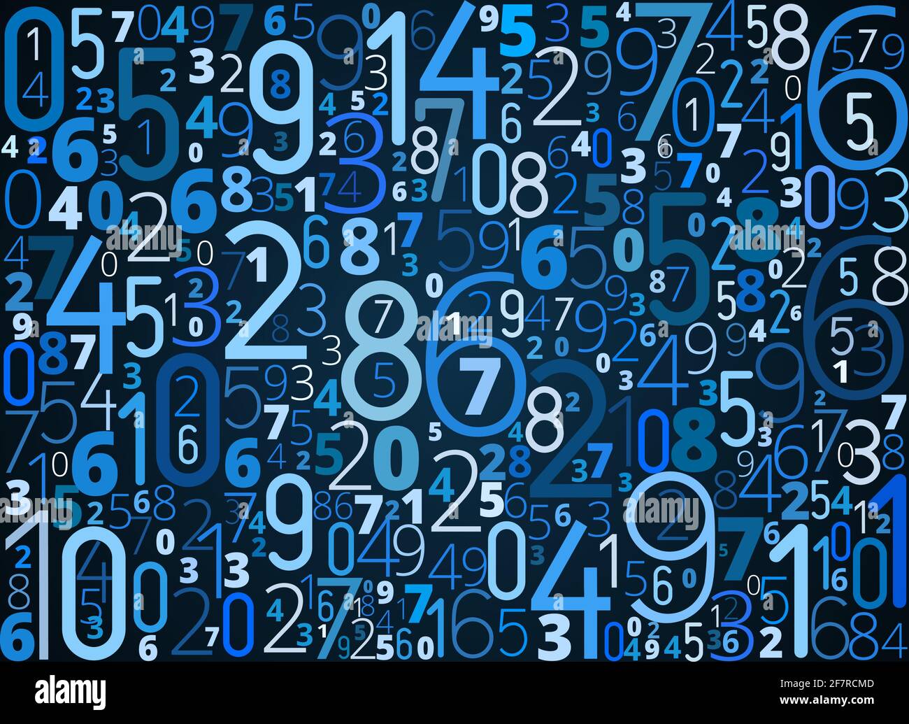 Many numbers different sizes vector pattern blue background Stock ...