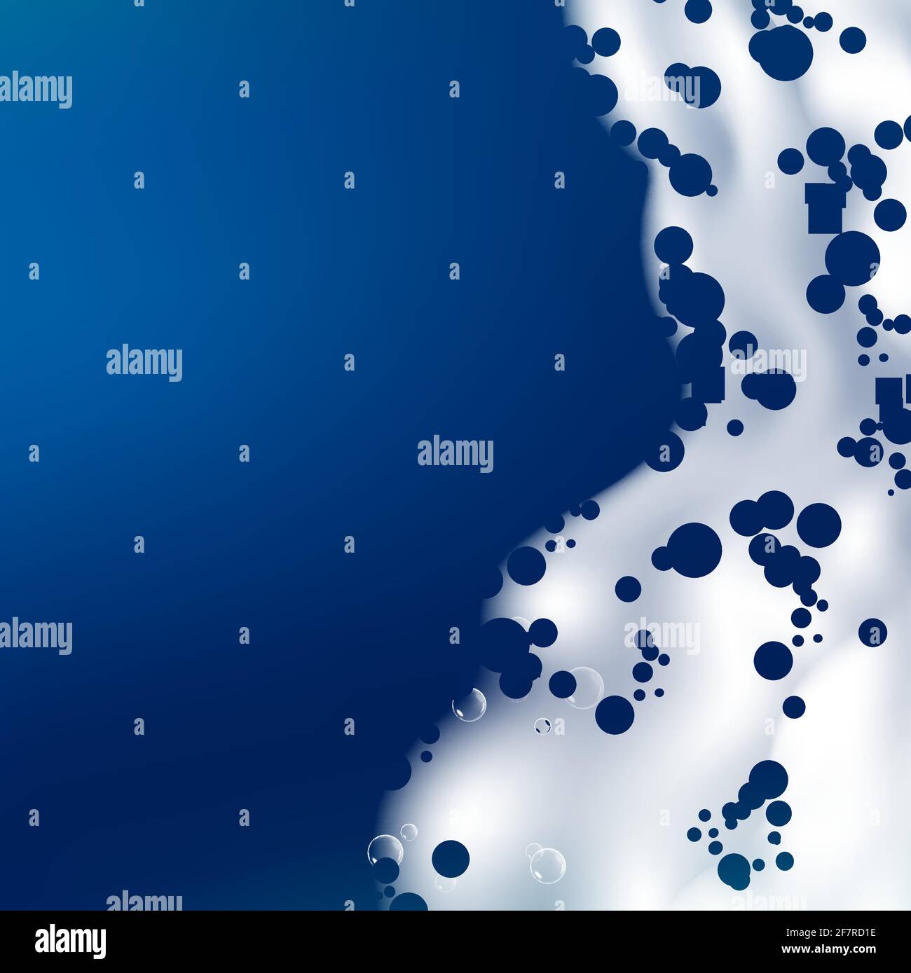 Beautiful blue background with realistic Soap foam with bubbles ...