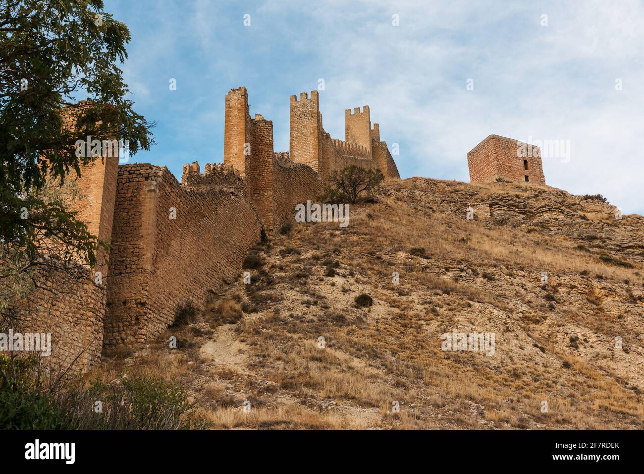 medieval castle wall of Albarracin, Aragon, Spain, sunny day Stock ...