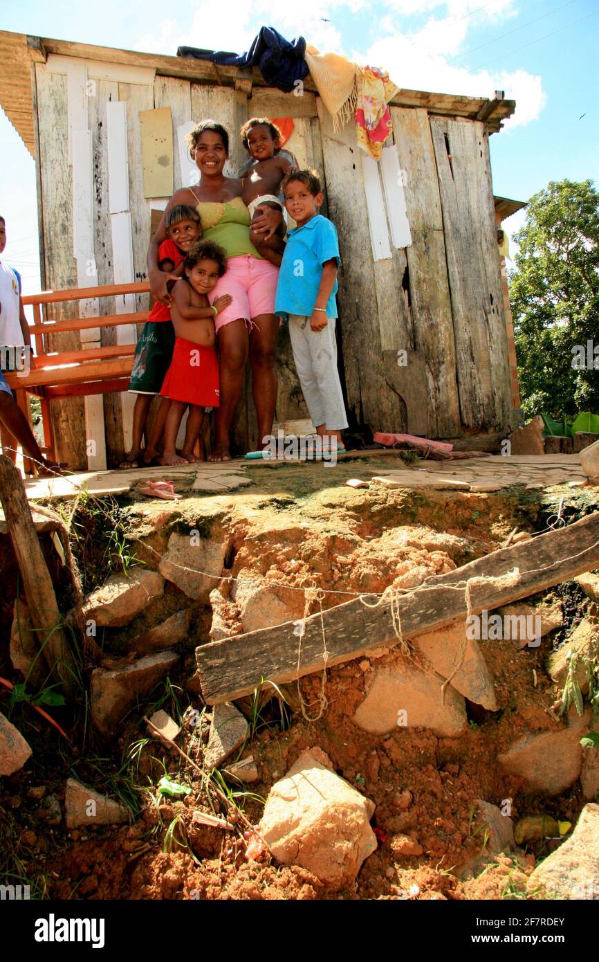 guaratinga, bahia, brazil - may 7, 2009: poor family living in a wooden ...