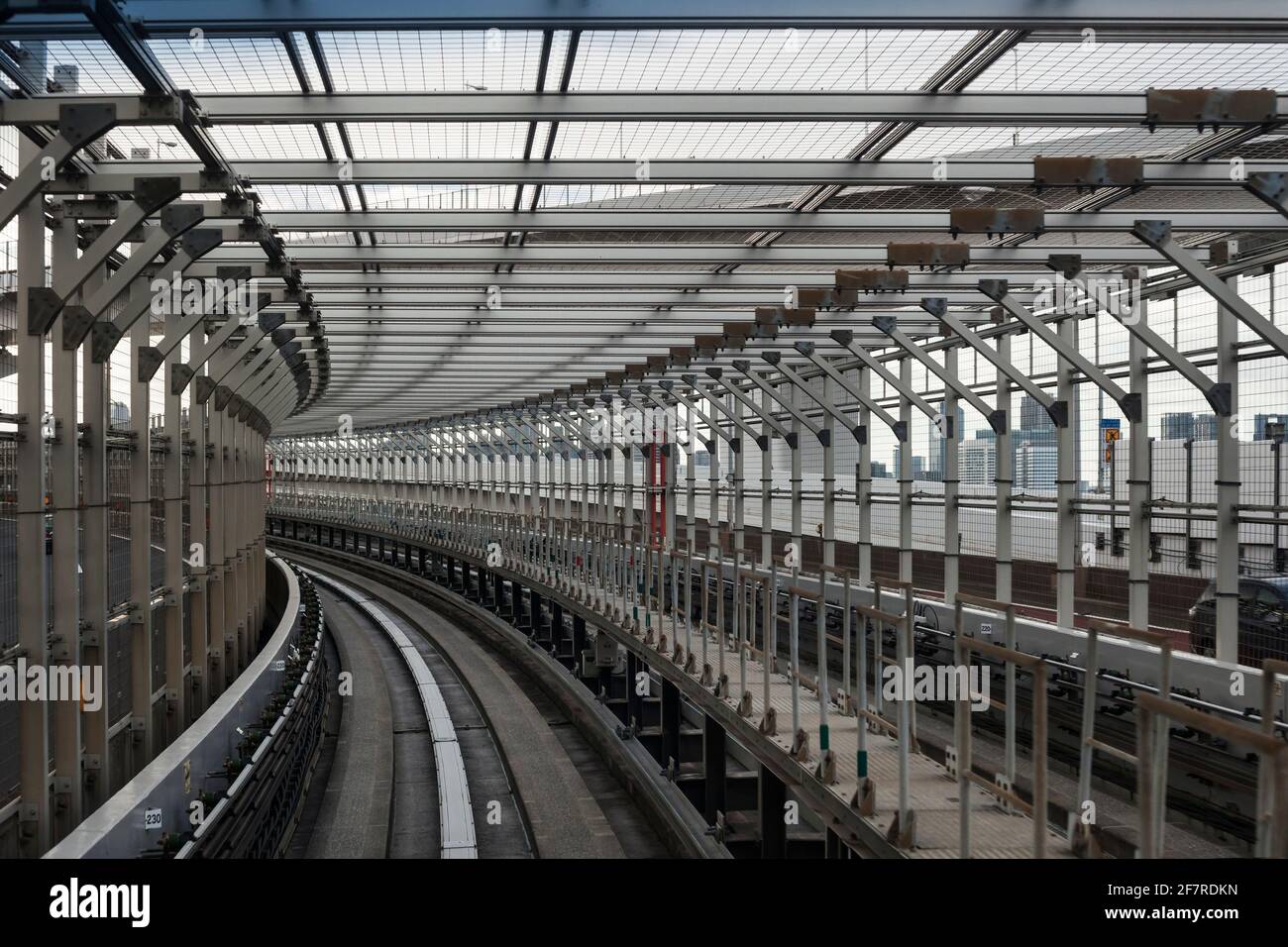 Horizontal view of the New Transit Yurikamome (Tokyo's first fully ...