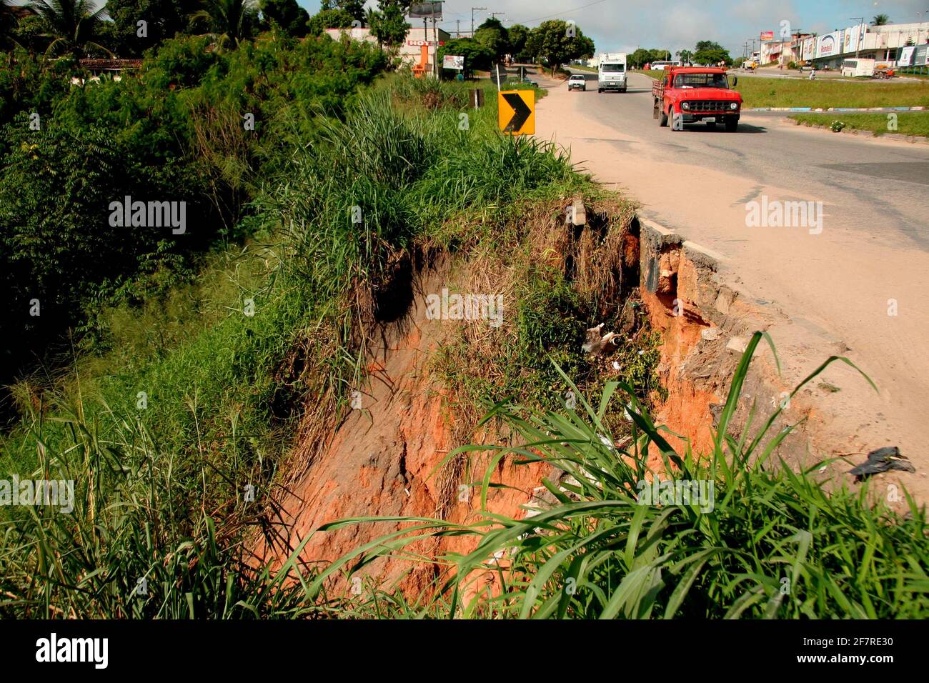 eunapolis, bahia / brazil - june 8, 2009: Crater is seen along the BR ...