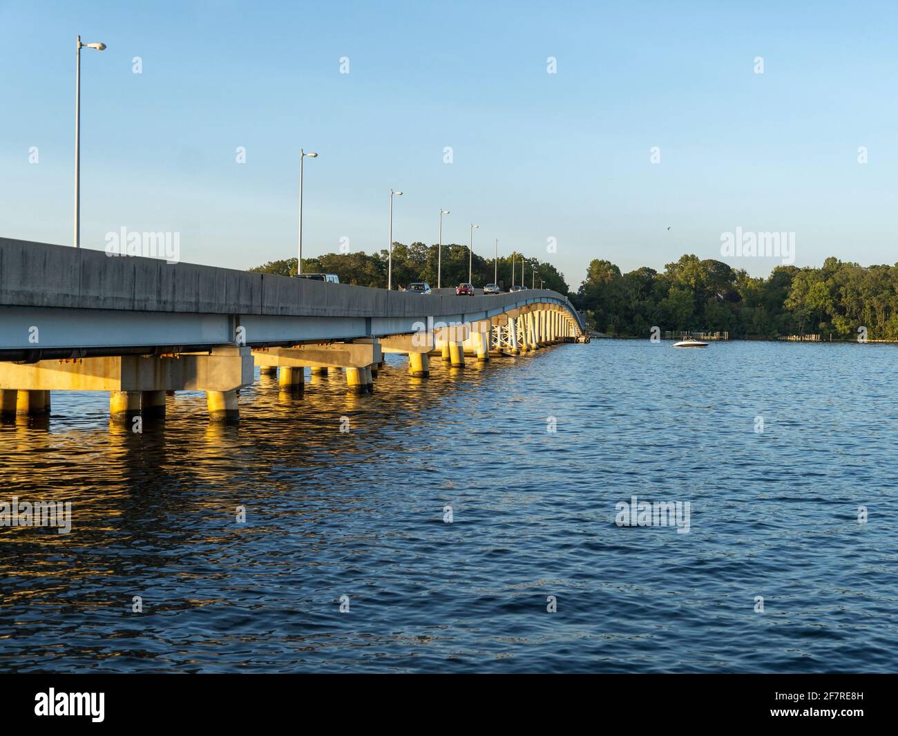 Cars on a bridge over a river Stock Photo - Alamy