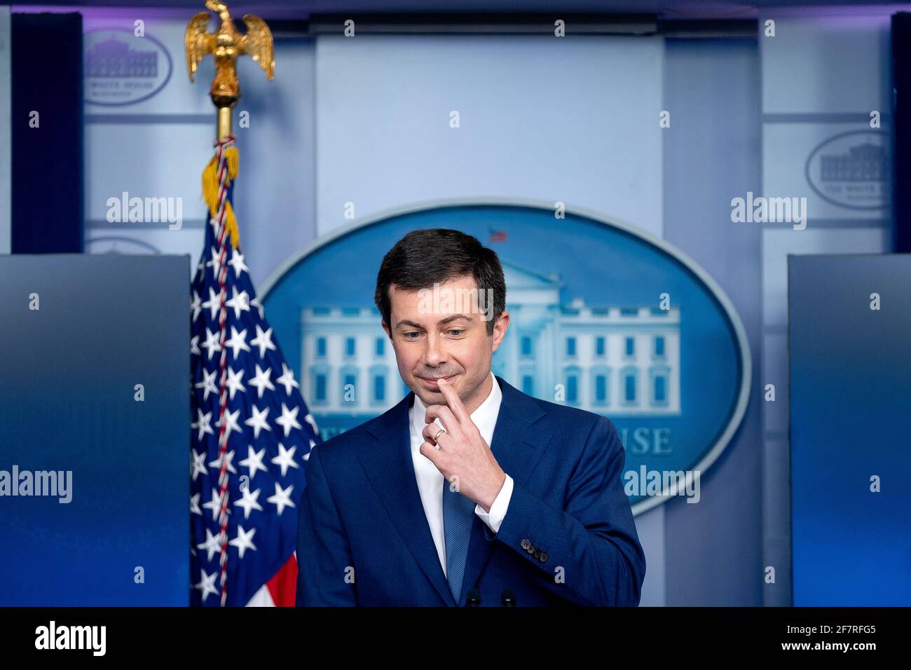 Pete Buttigieg, U.S. secretary of transportation, speaks during a news ...