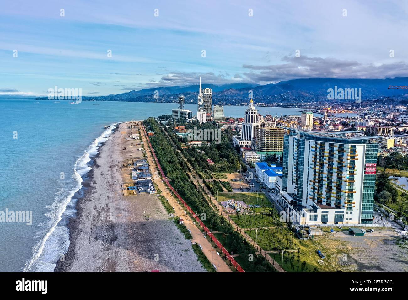 Panoramic view of Batumi, Georgia. View of the center of Batumi and the ...
