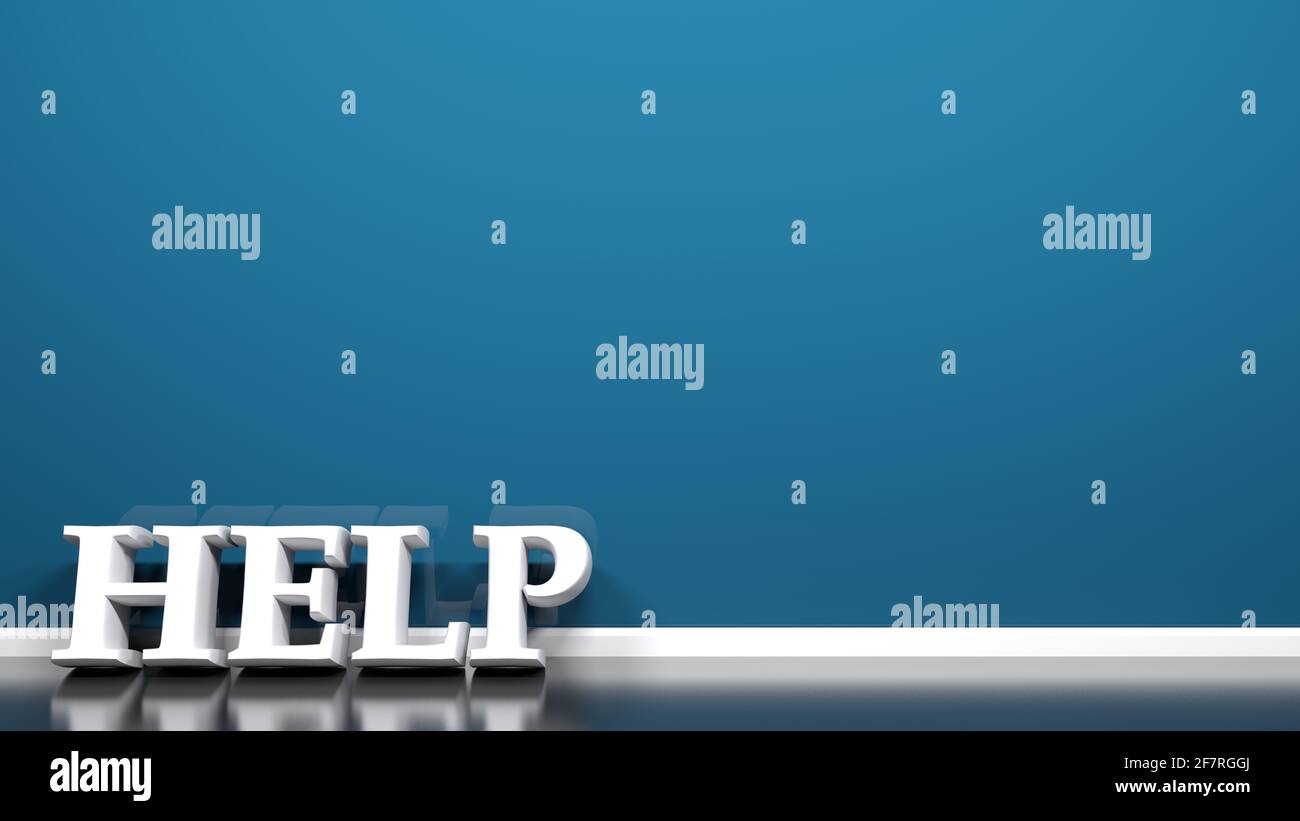HELP blue background - 3D rendering illustration Stock Photo - Alamy