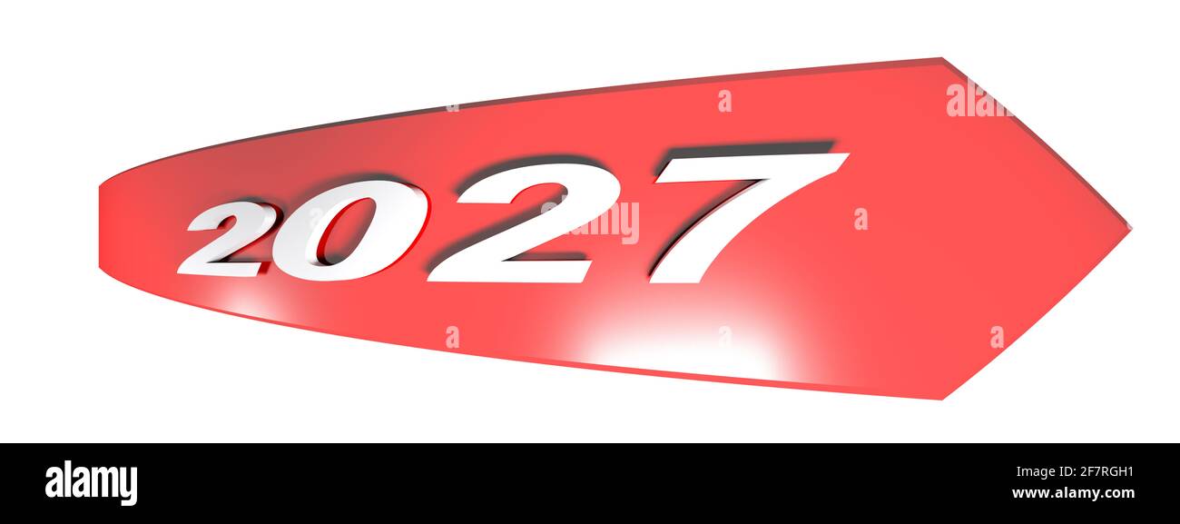 2027 red arrow on white background - 3D rendering illustration Stock ...