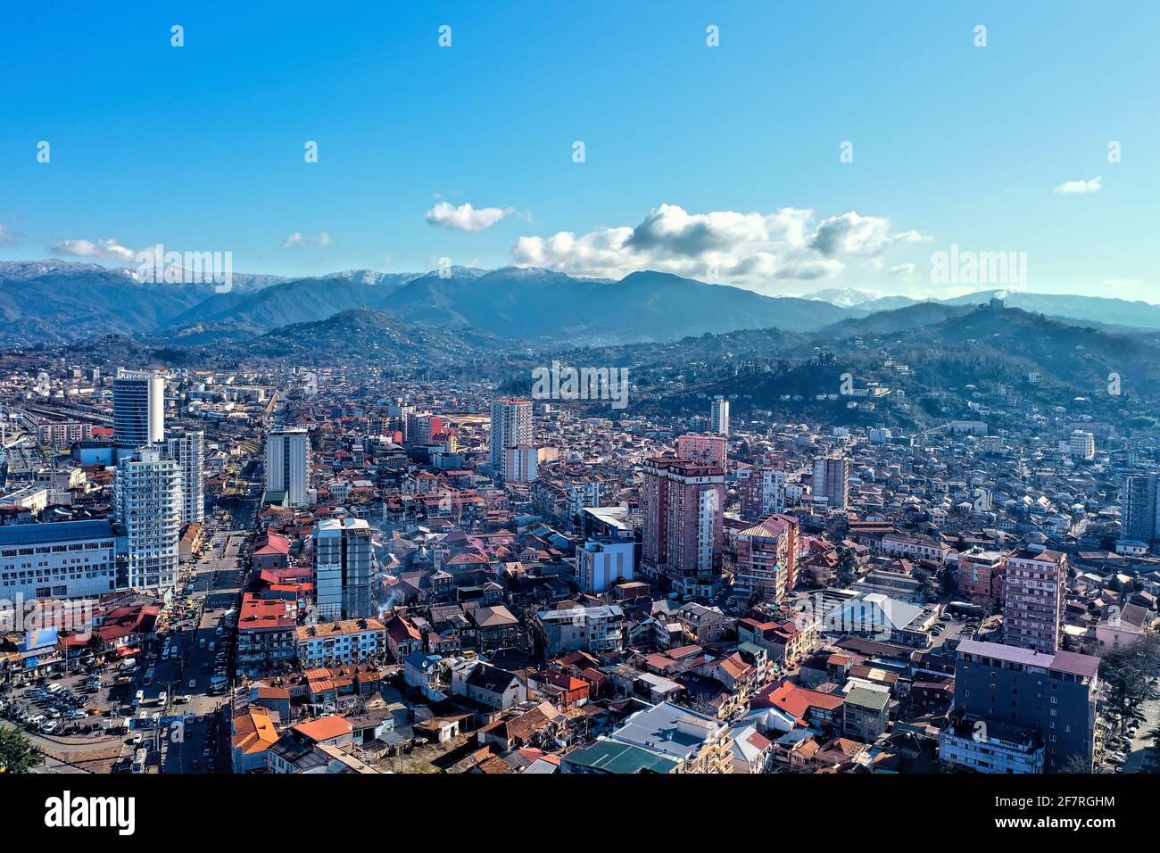 Panoramic view of Batumi, Georgia. View of the center of Batumi and the ...