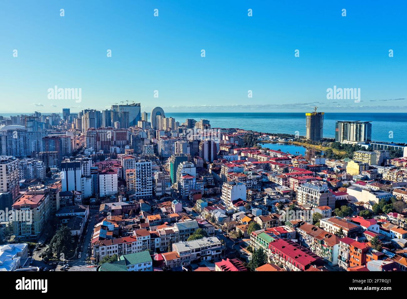 Panoramic view of Batumi, Georgia. View of the center of Batumi and the ...