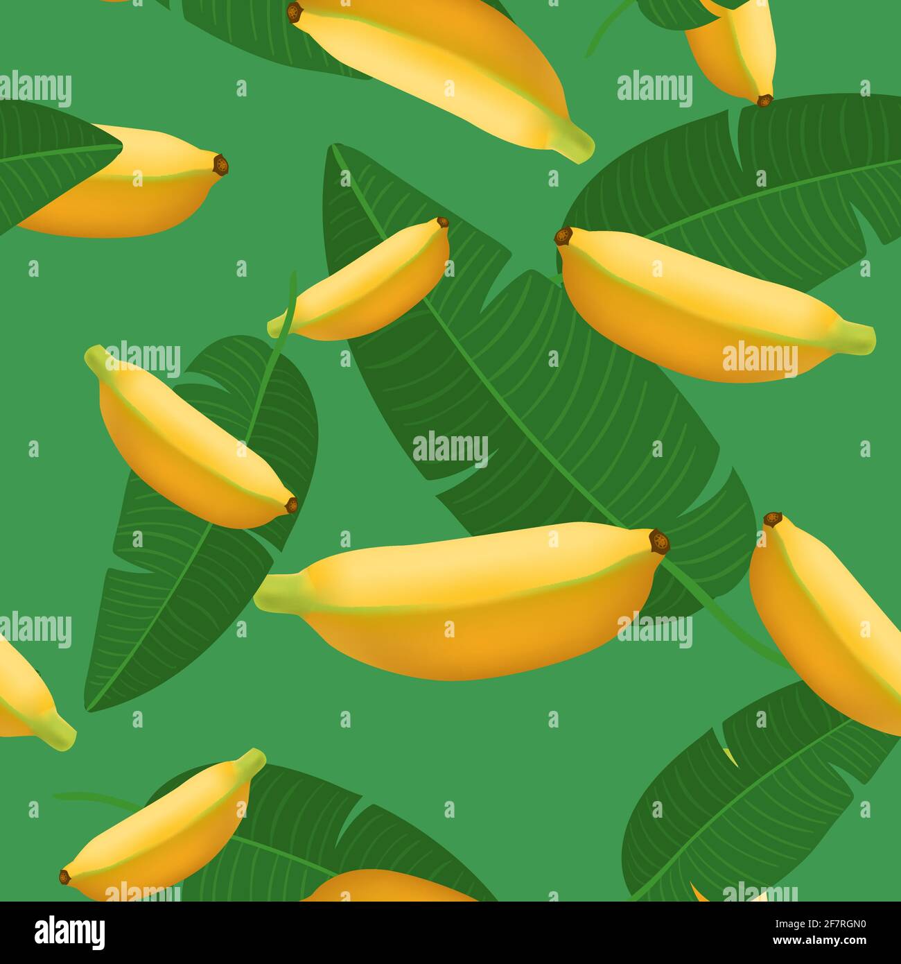 Trendy seamless pattern with realistic baby banana. Vector realistic ...