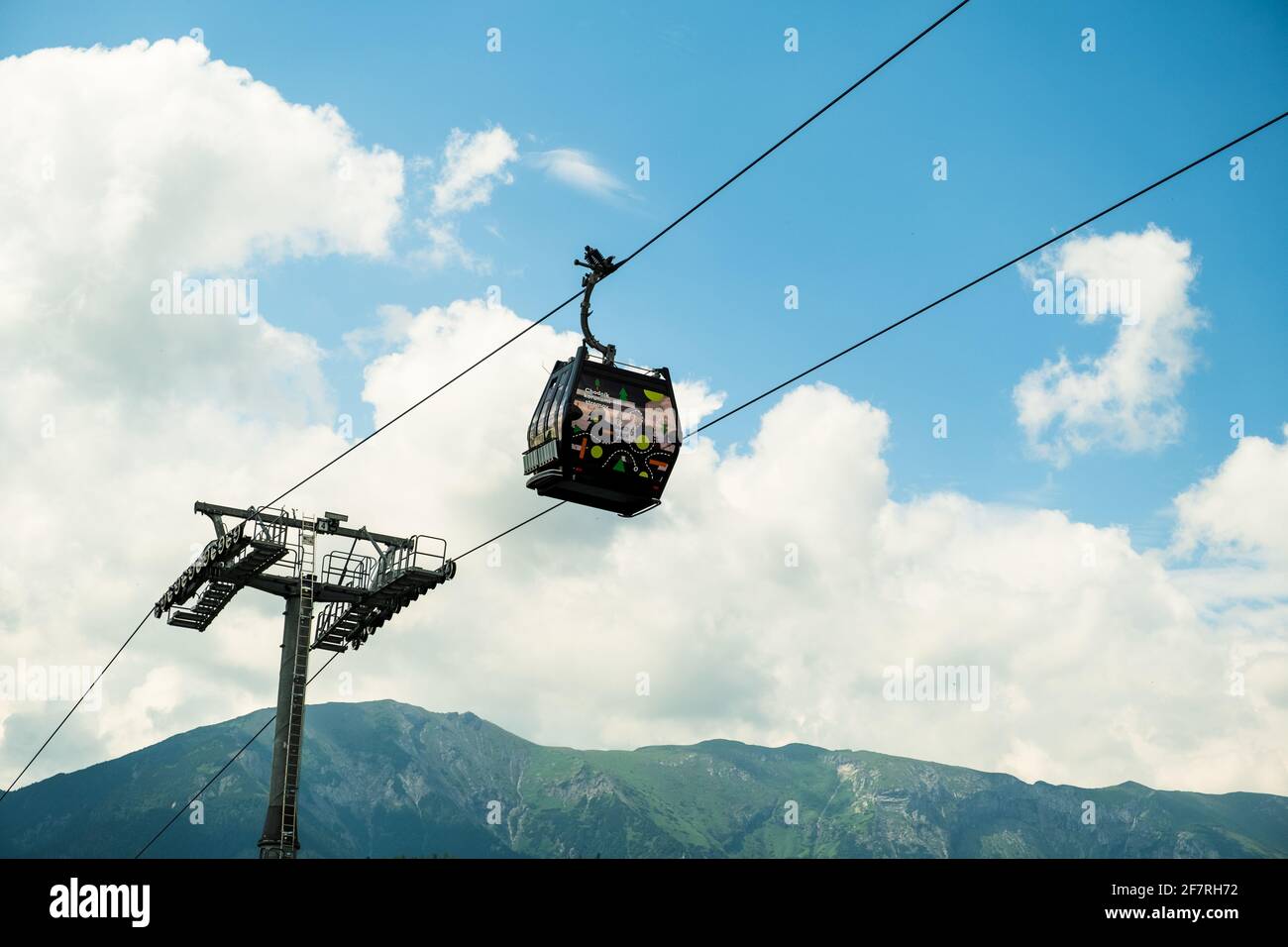 Cable car or funicular in Bachledova valley in the sky. Bachledka ...