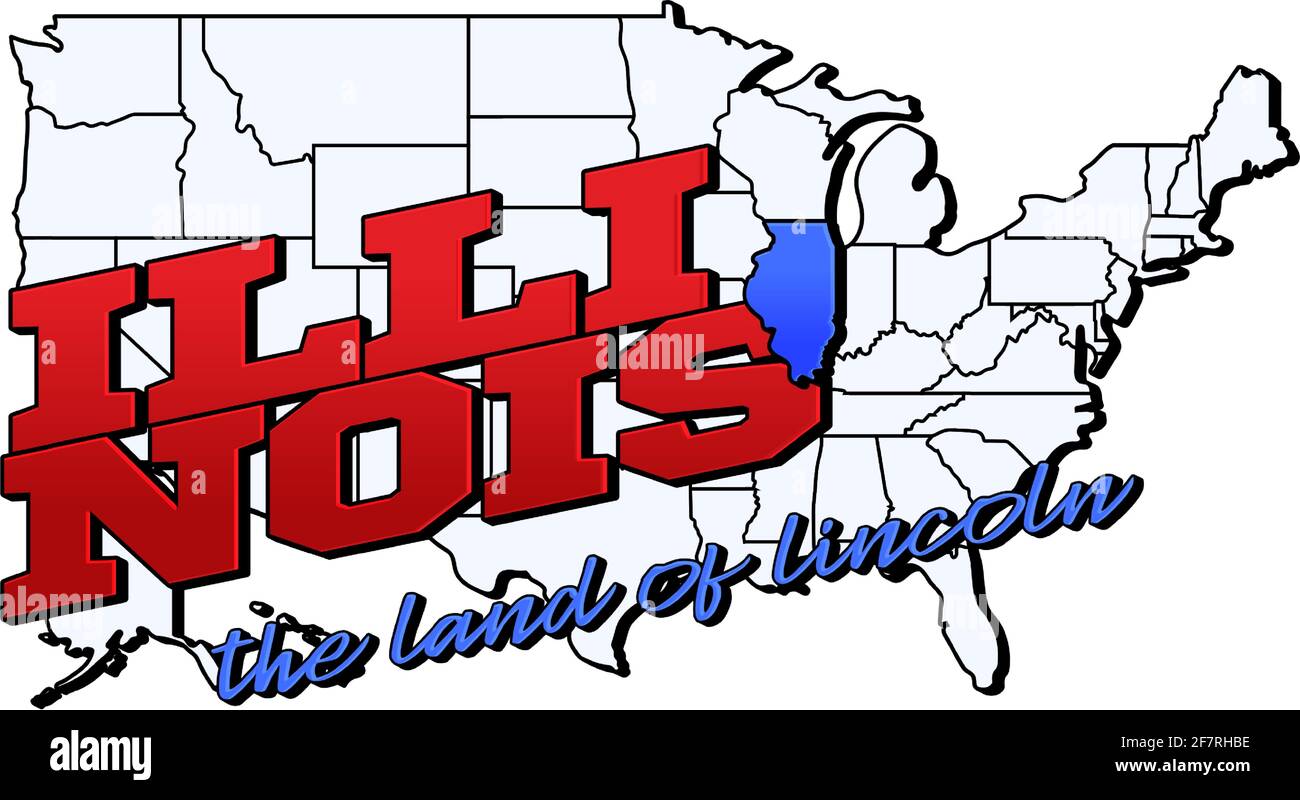 illinois state. Vector illustration with US illinois state on american ...