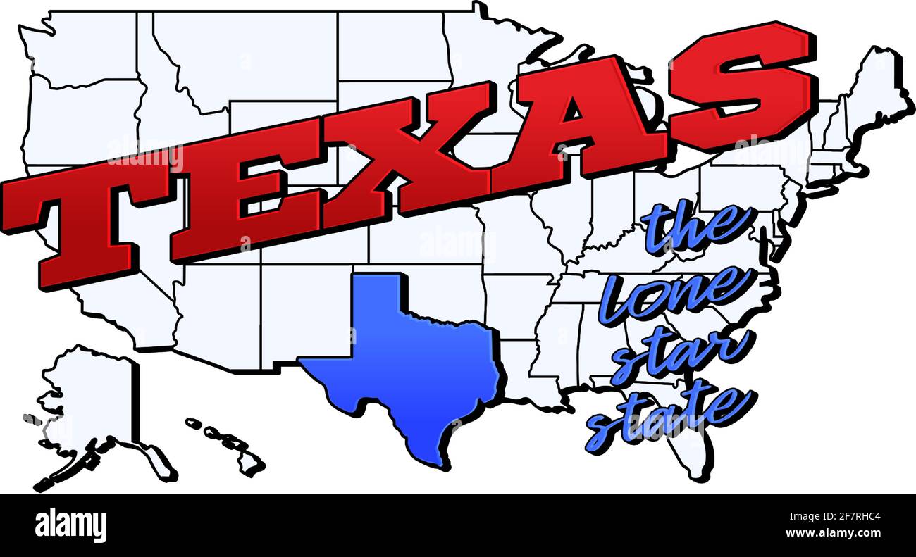 texas state. Vector illustration with US texas state on american map ...