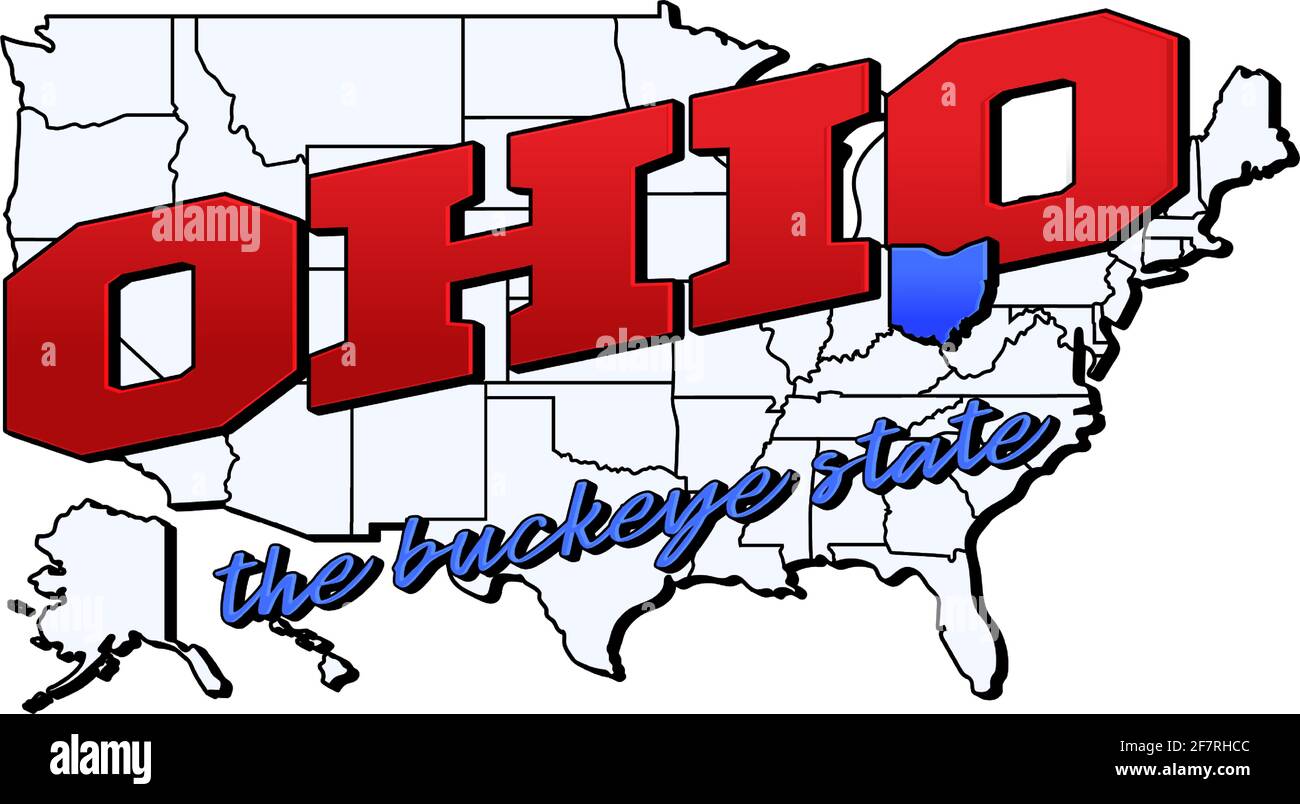 ohio state. Vector illustration with US ohio state on american map with ...