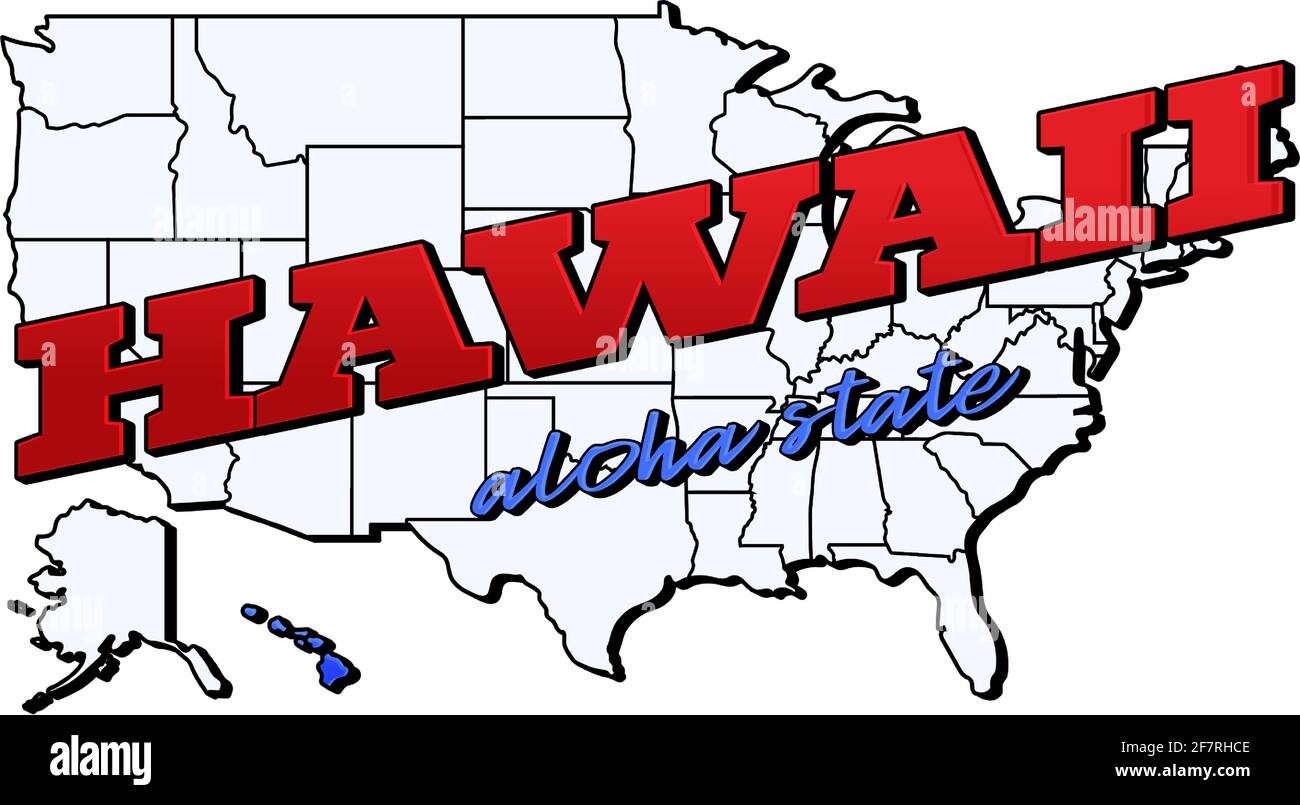 hawaii state. Vector illustration with US hawaii state on american map ...