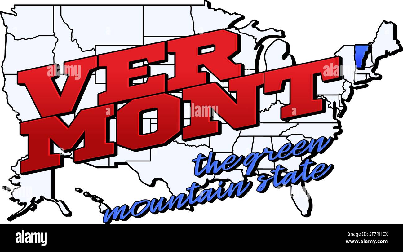 vermont state. Vector illustration with US vermont state on american ...