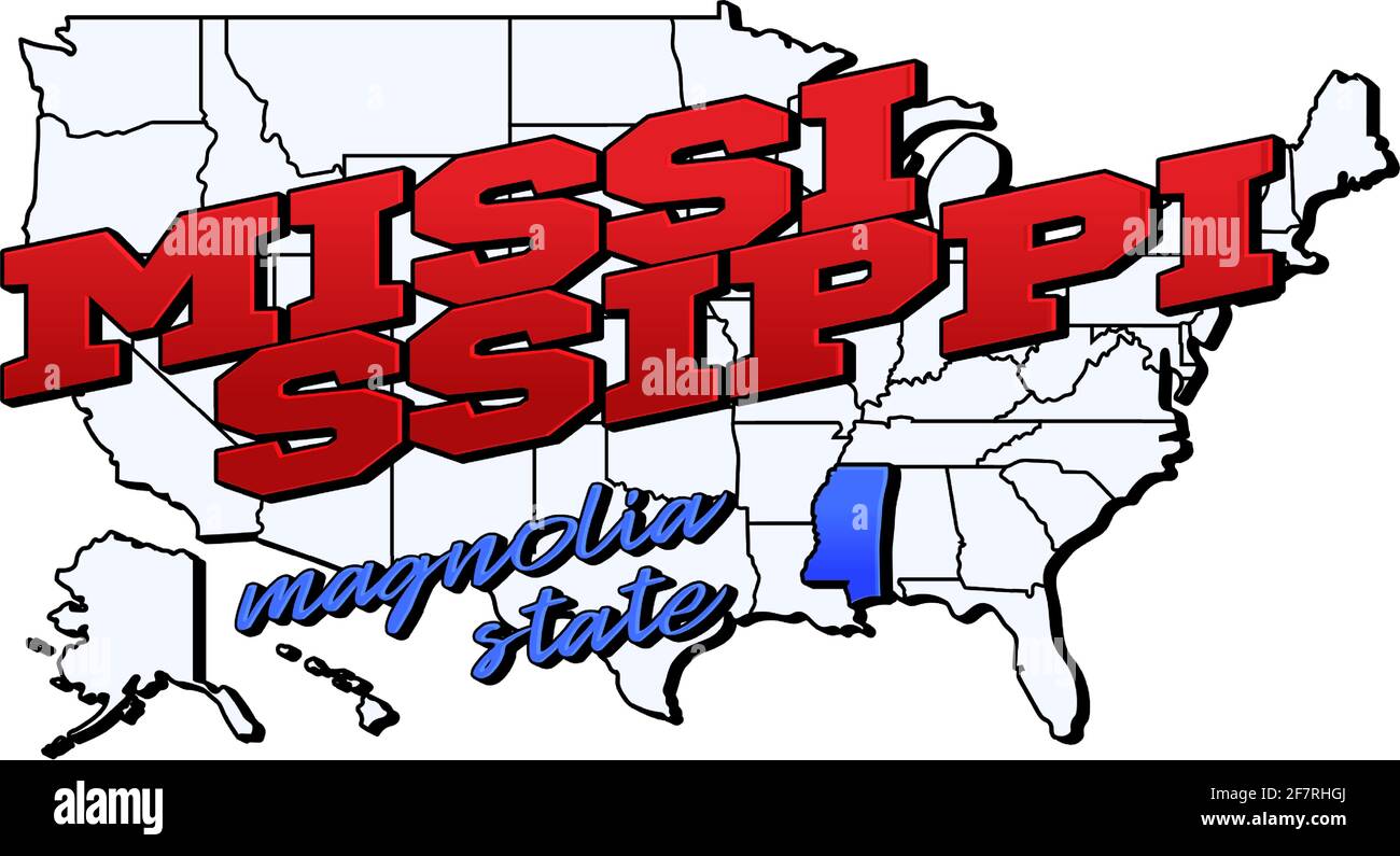 mississippi state. Vector illustration with US mississippi state on ...