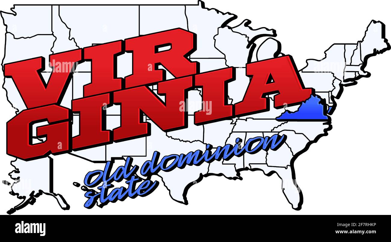 virginia state. Vector illustration with US virginia state on american ...