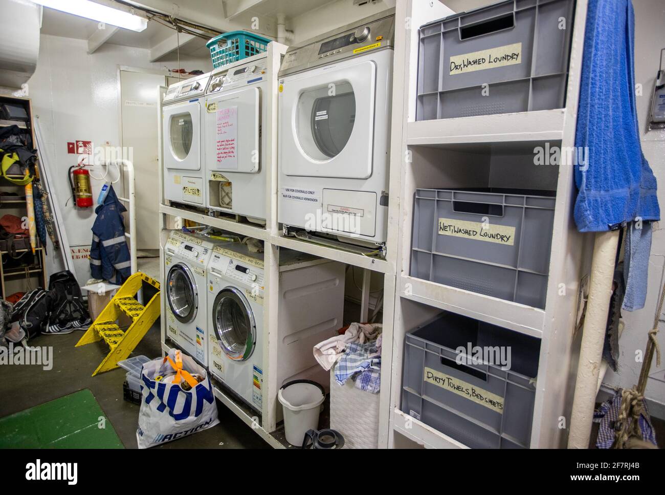 Rostock, Germany. 08th Apr, 2021. Washing machines stand in a workroom ...