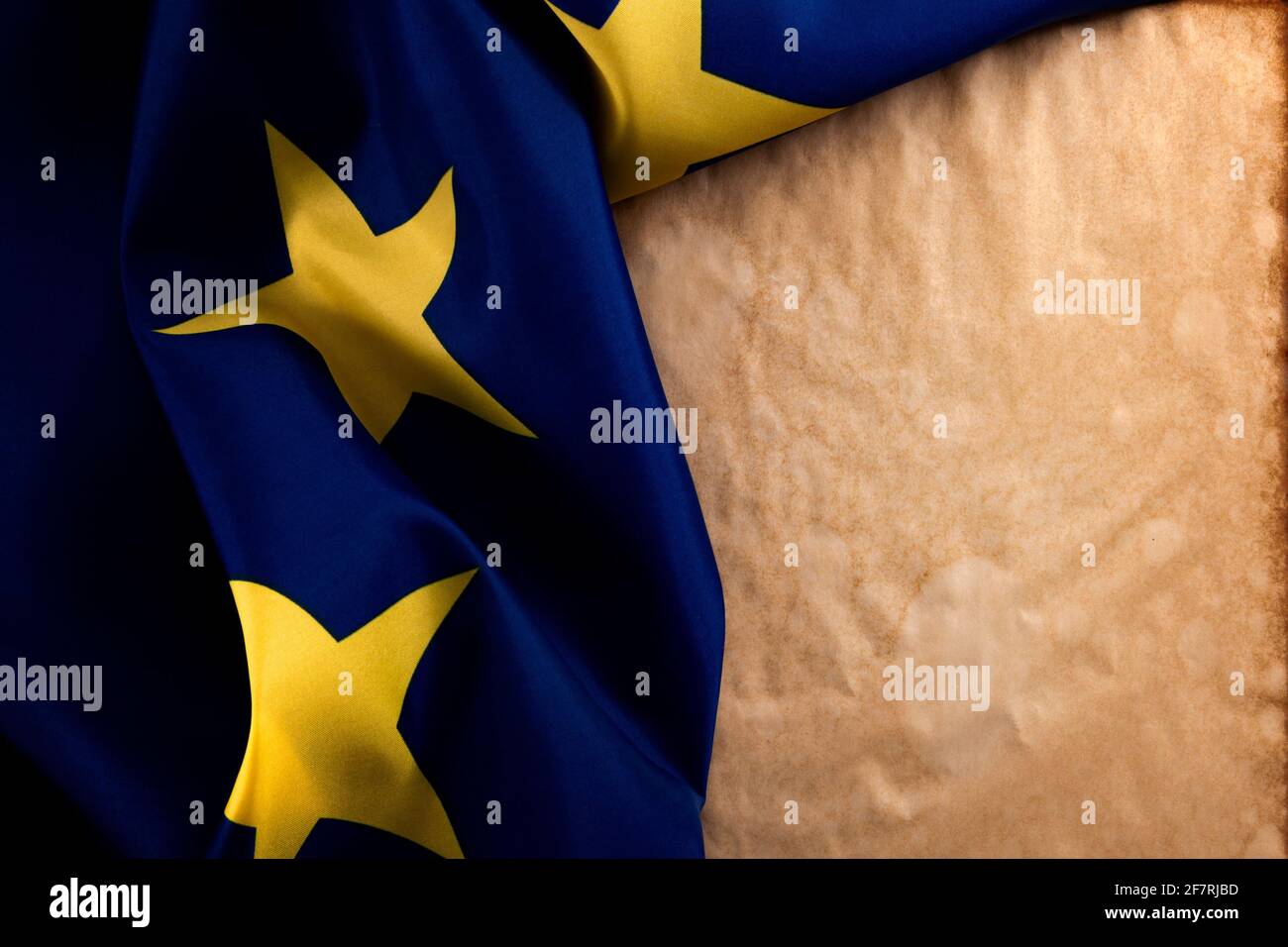 United Europe concept with close up on the yellow stars on blue ...