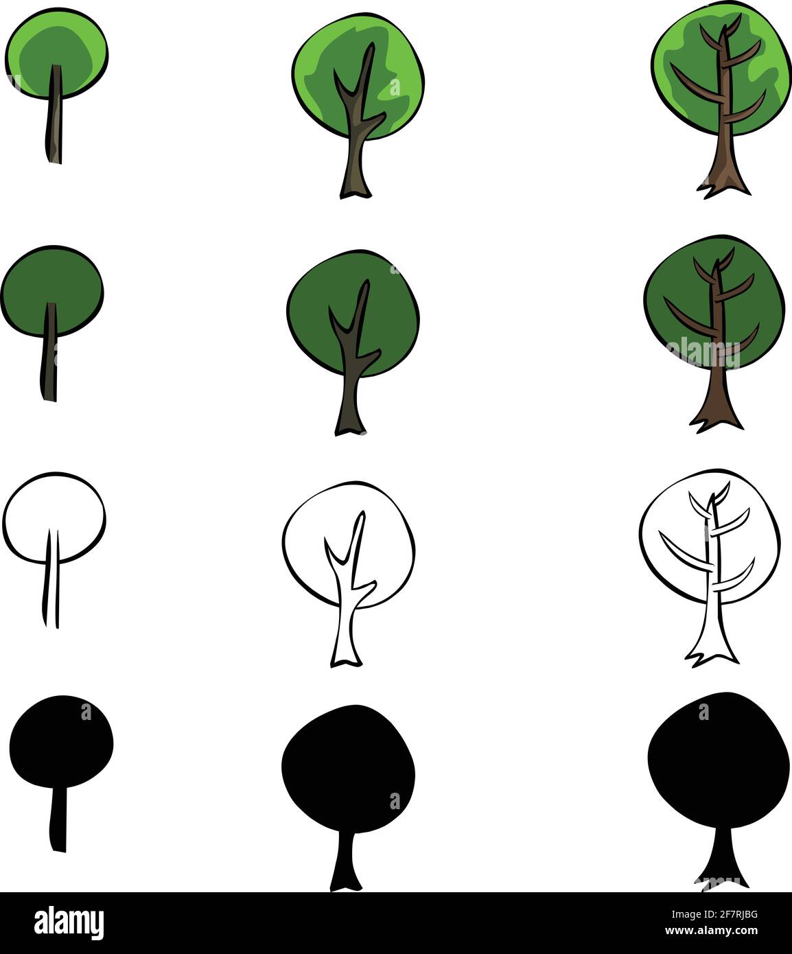 Set of vector trees isolated on white background Stock Vector Image ...