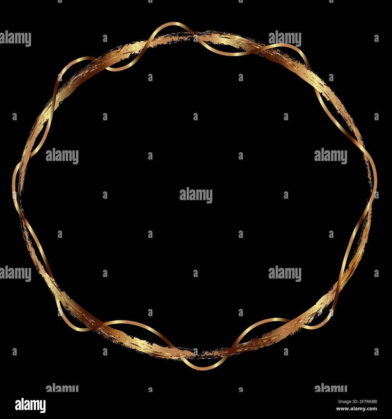 Abstract graceful golden round frame. For decoration and design of ...