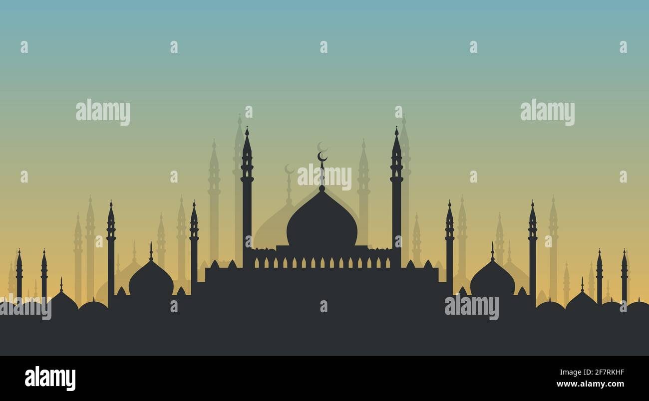 Minarets and domes at sunset. Mysterious background. Vector ...