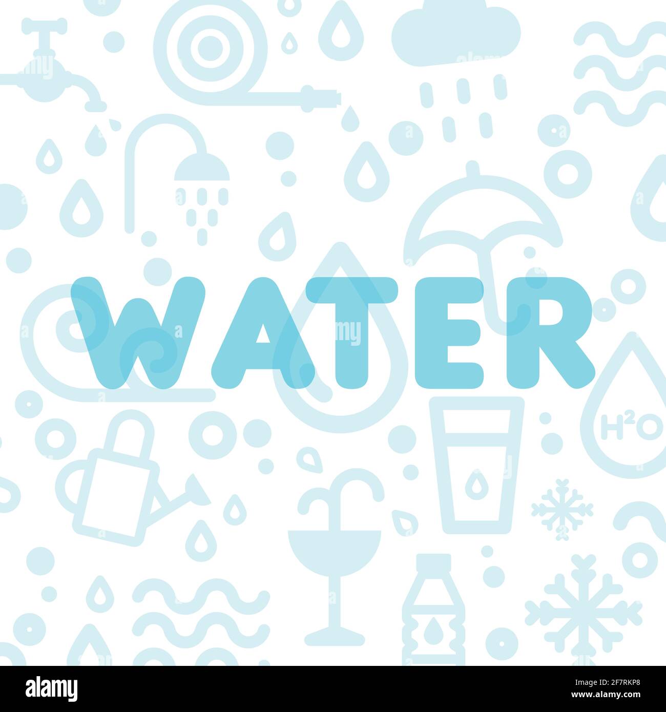 Water icons background. Translucent word water. Vector illustration ...