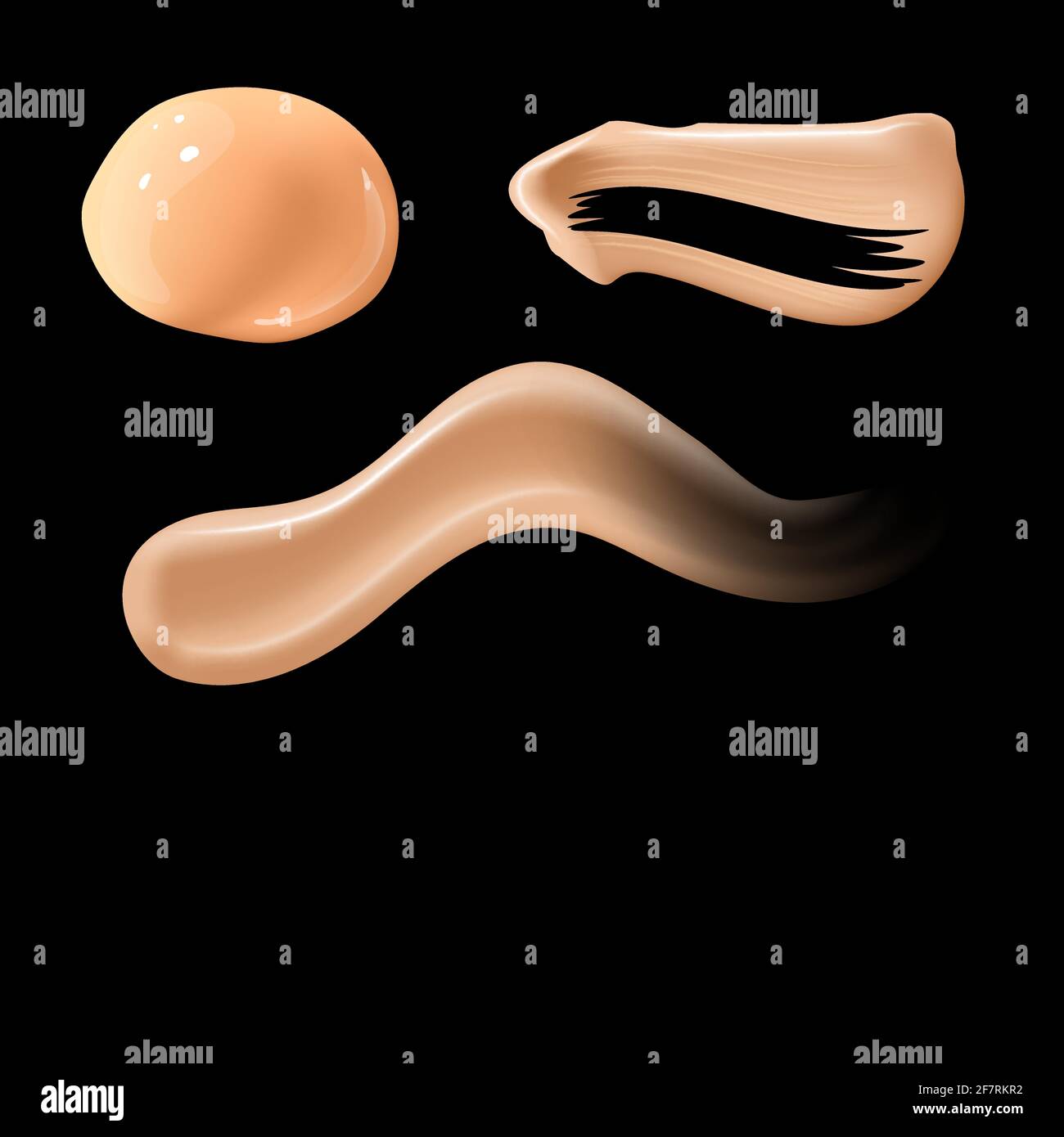 Set of realistic cosmetic cream smears. Skin toner of different body ...