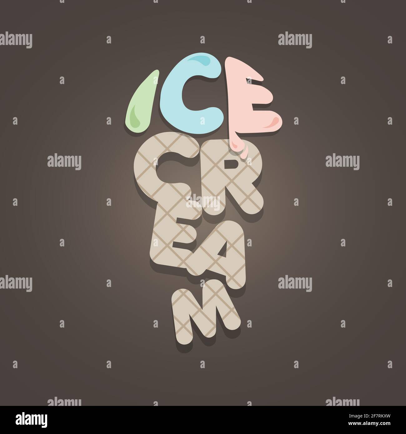 Ice cream lettering. Varied flavors. Flat design, vector illustration ...