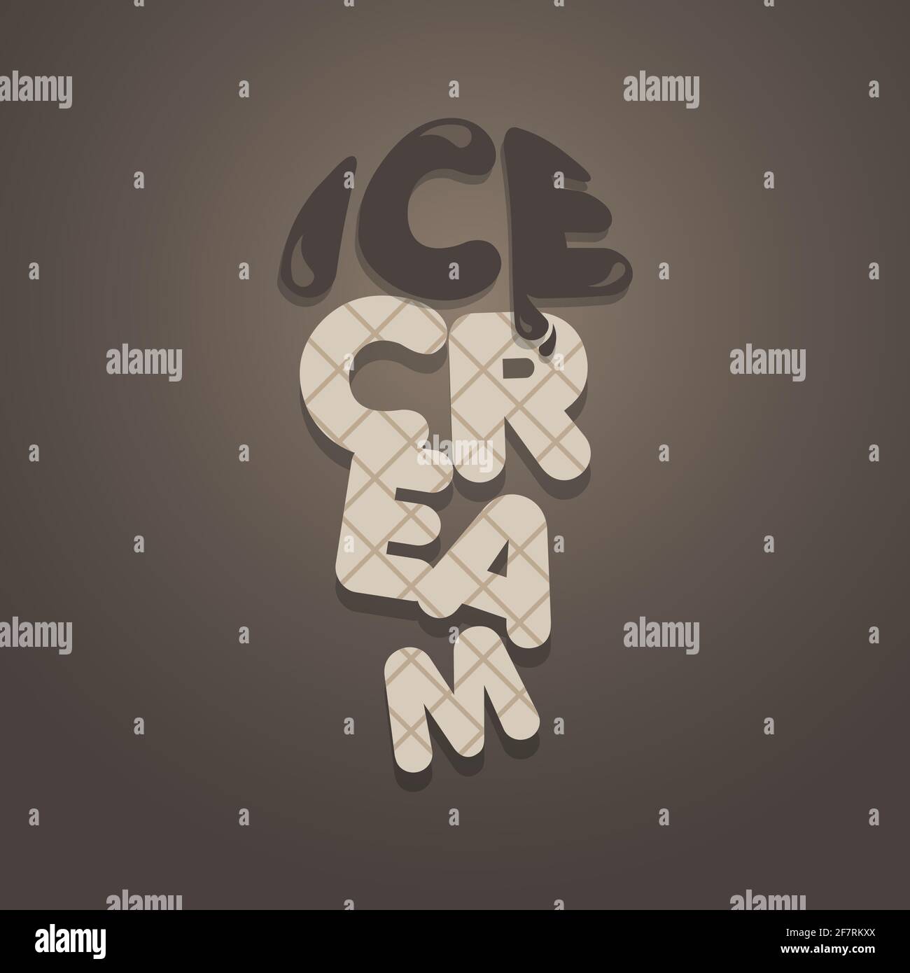 Ice cream lettering. Chocolate flavor. Flat design, vector illustration ...