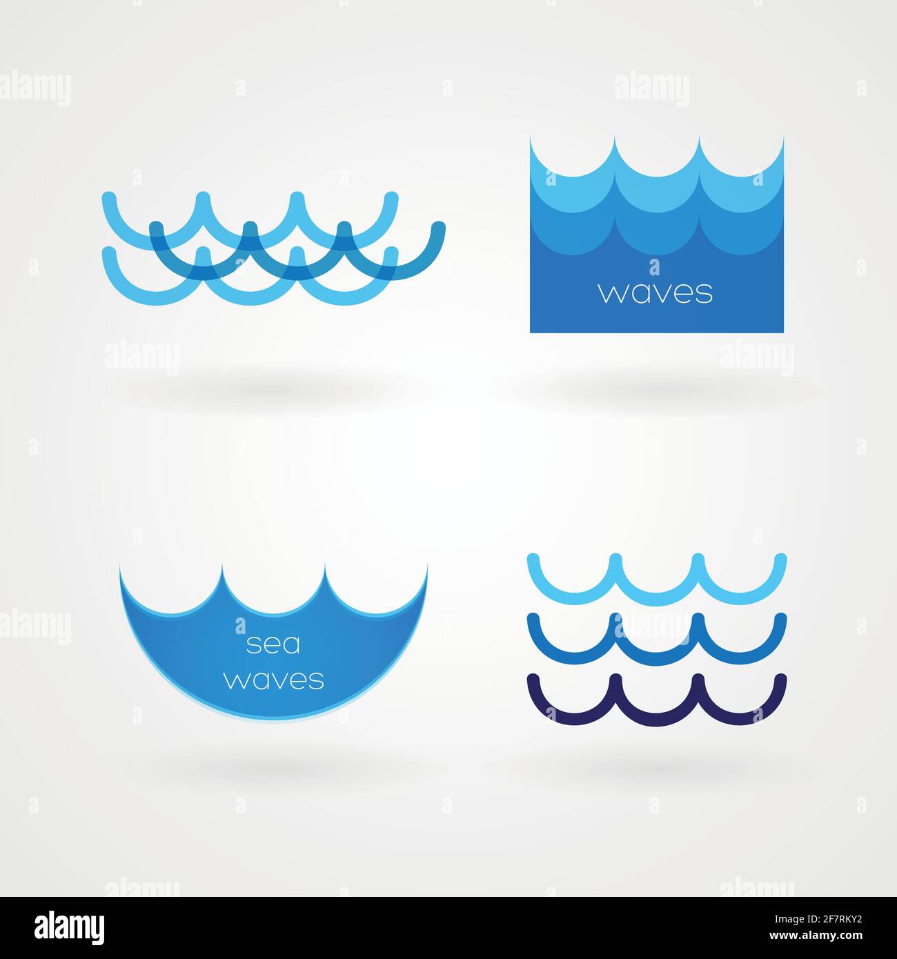 Set: sea waves icons. Minimal symbols. Vector illustration, flat design ...
