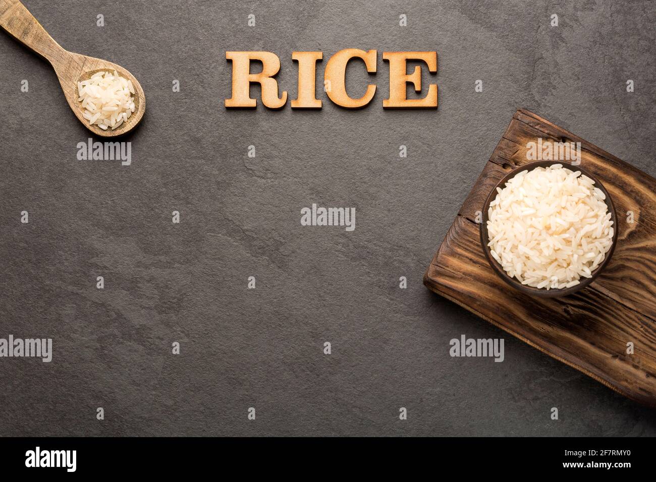Raw white rice text hi-res stock photography and images - Alamy